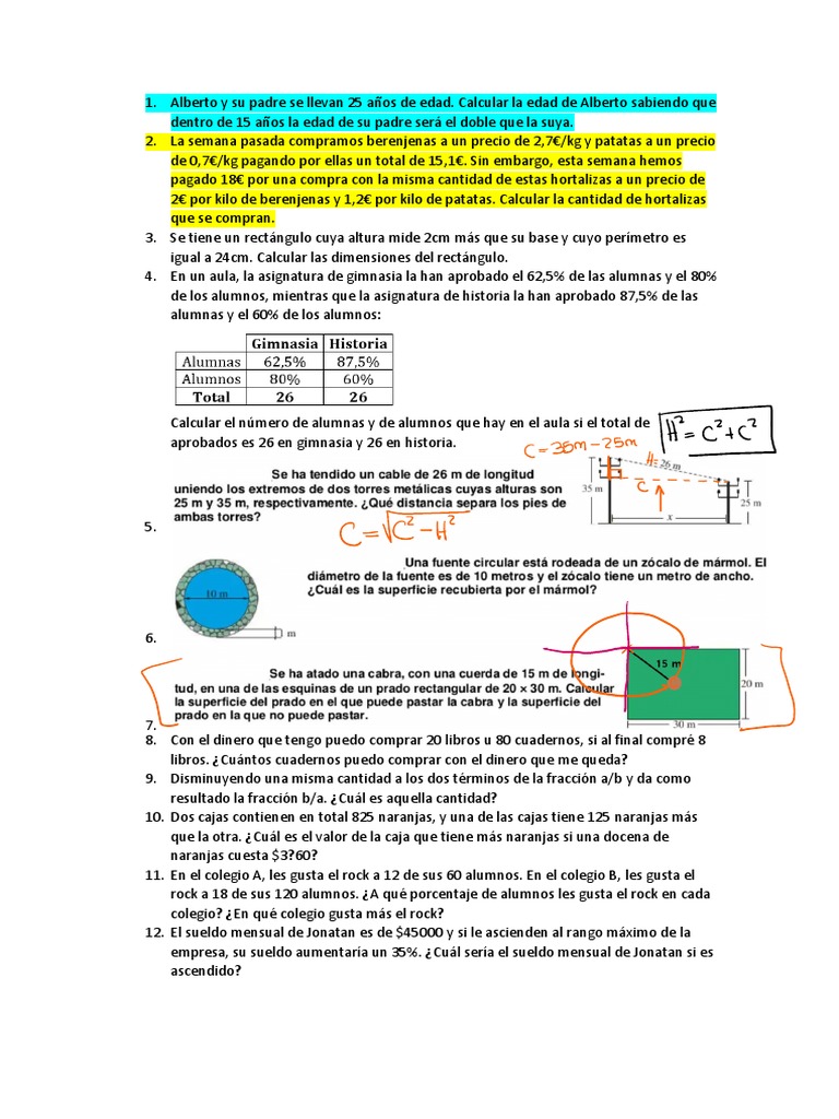 Ejercicios Matematica | PDF
