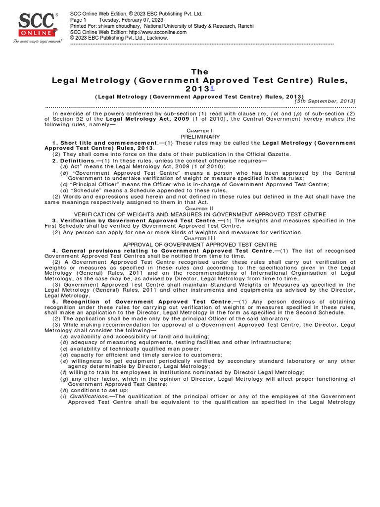 N Legal Metrology Act 2009 Shivamchoudhary2102 Gmailcom 20230207 130245 1 5 | PDF | Metrology ...