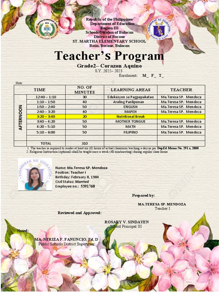Teachers Program 2022 2023 | PDF | Teachers | Philippines