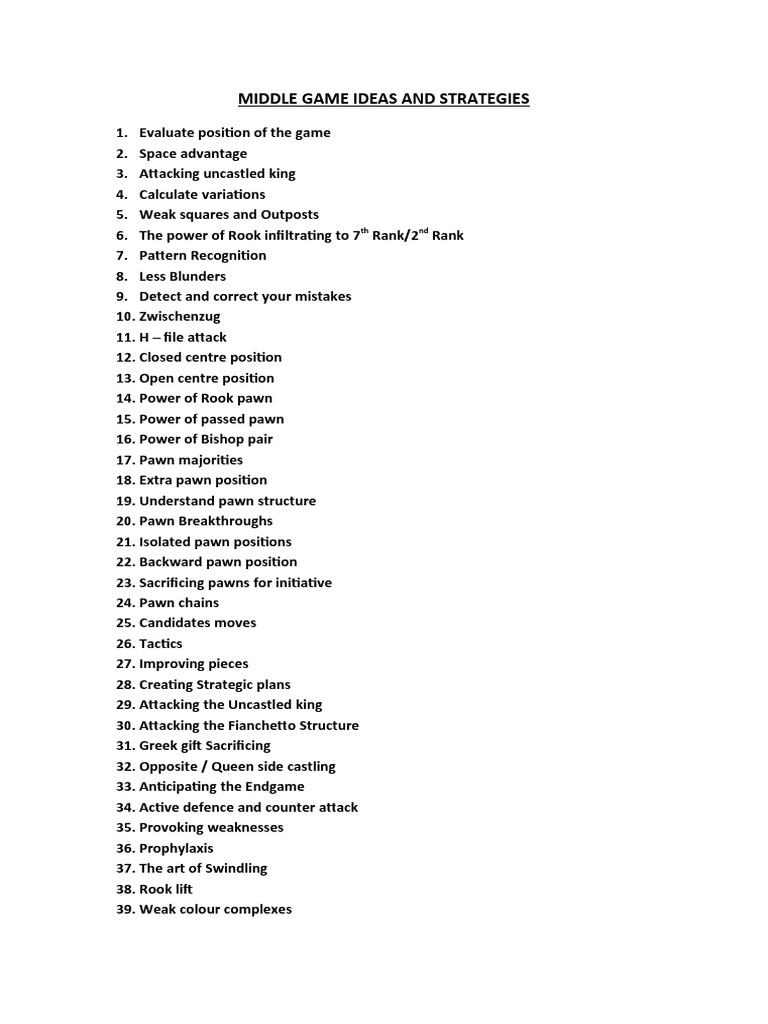 Middle Game Ideas and Strategies | PDF | Art | History