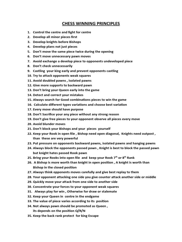 Chess Winning Principles | PDF | Abstract Strategy Games | Gaming