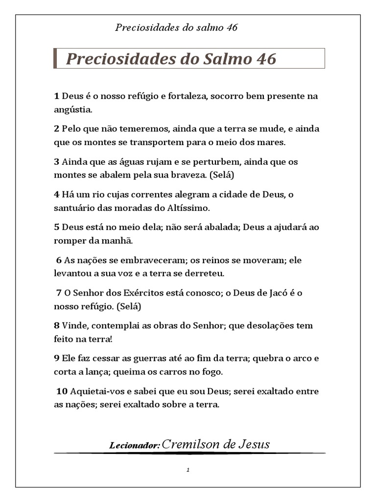 04 Preciosidades Do Salmo 46 | PDF | Salmos | Deus