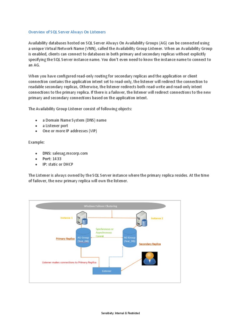 SQL AlwaysOn AG Listeners Setup v1.0 | PDF | Active Directory | Port ...