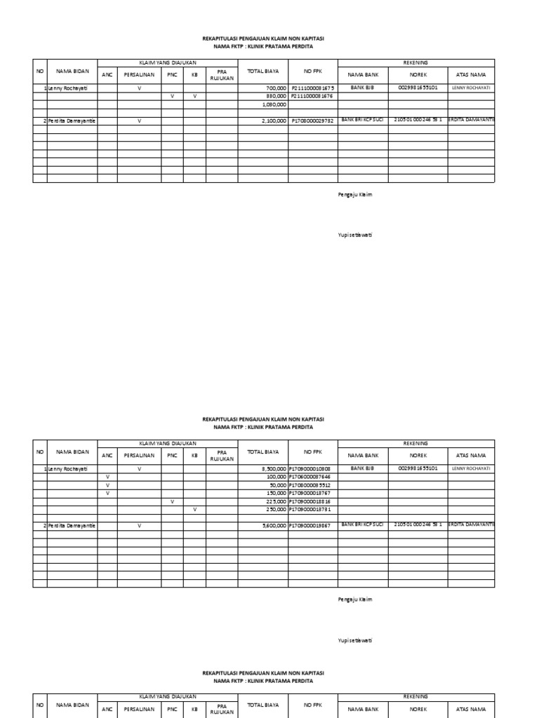 Rekapitulasi Klaim Non Kapitasi 2022 | PDF