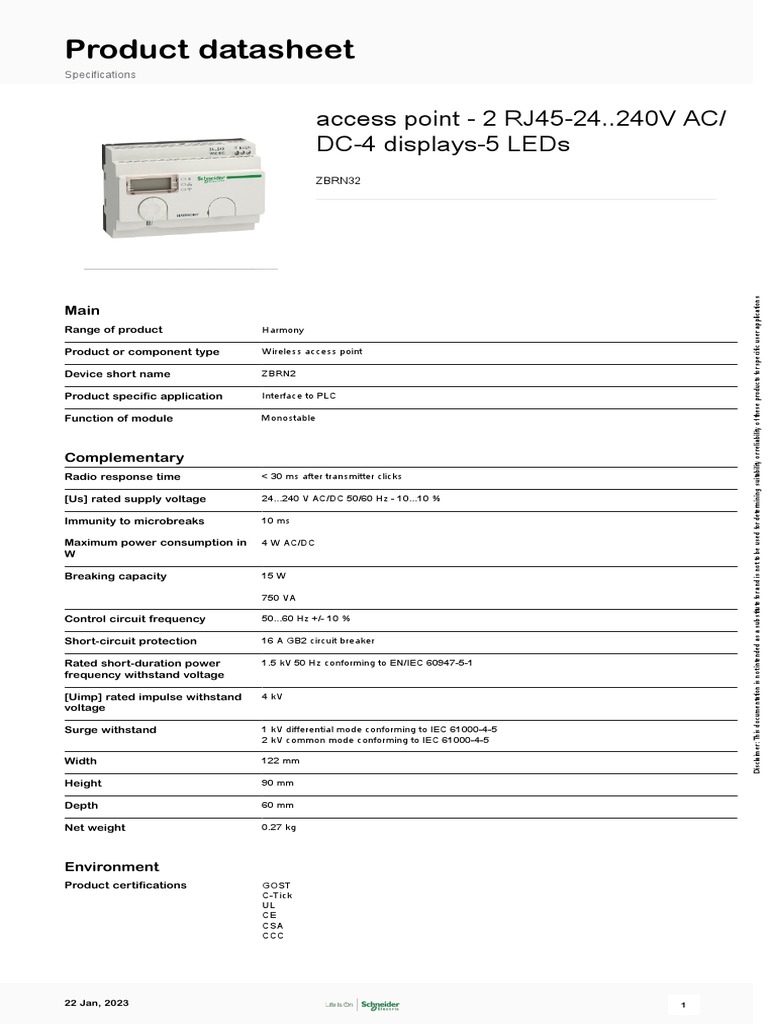 Harmony XB5R - ZBRN32 | PDF | Electrical Engineering | Electricity