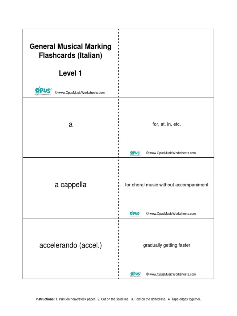 Flashcards Italian Level 1 | PDF | Tempo | Musical Techniques