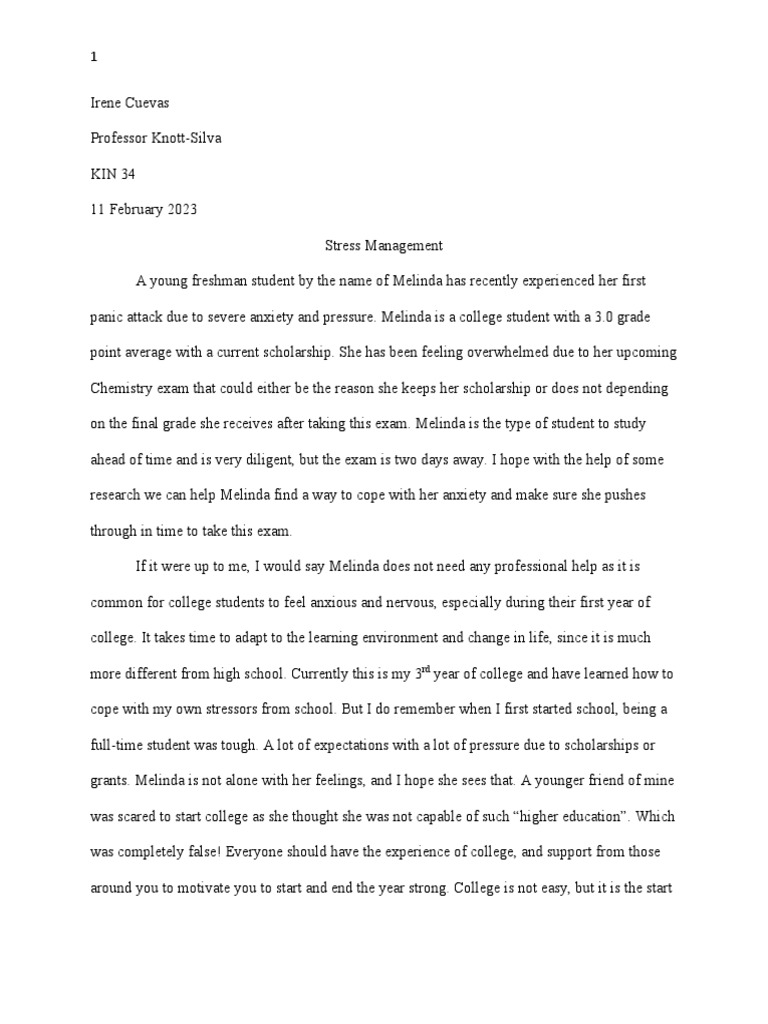 Stress Managment Case Study | Download Free PDF | Anxiety | Stress ...