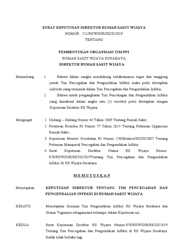 Surat Keputusan Organisasi Tim Ppi | PDF