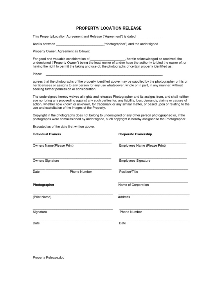 Property Location Release | PDF