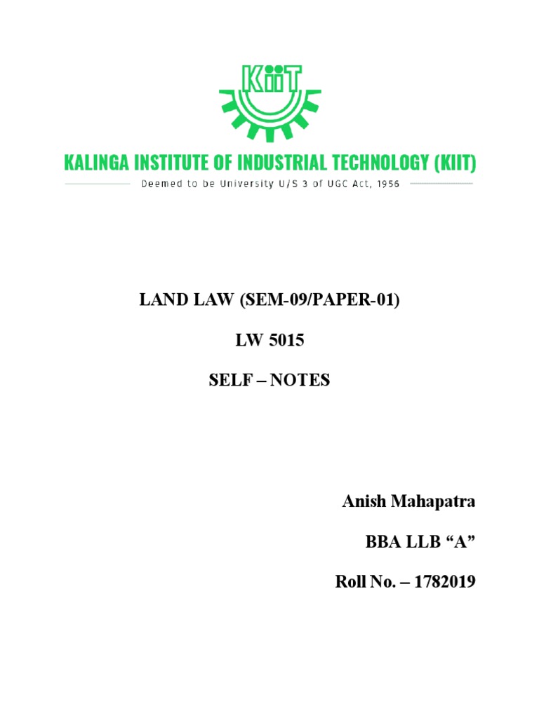 Land Law Notes Full Pdf Leasehold Estate Common Law
