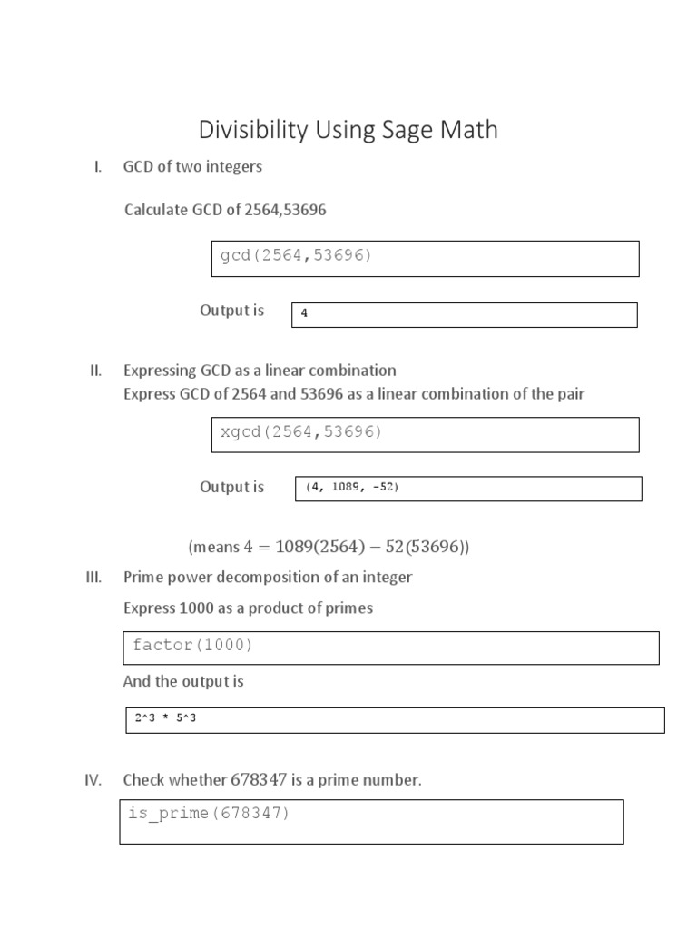 Divisibility Using Sage Math Pdf 