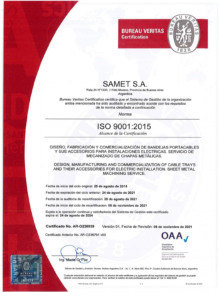 Certificado ISO 9001-2015 | PDF