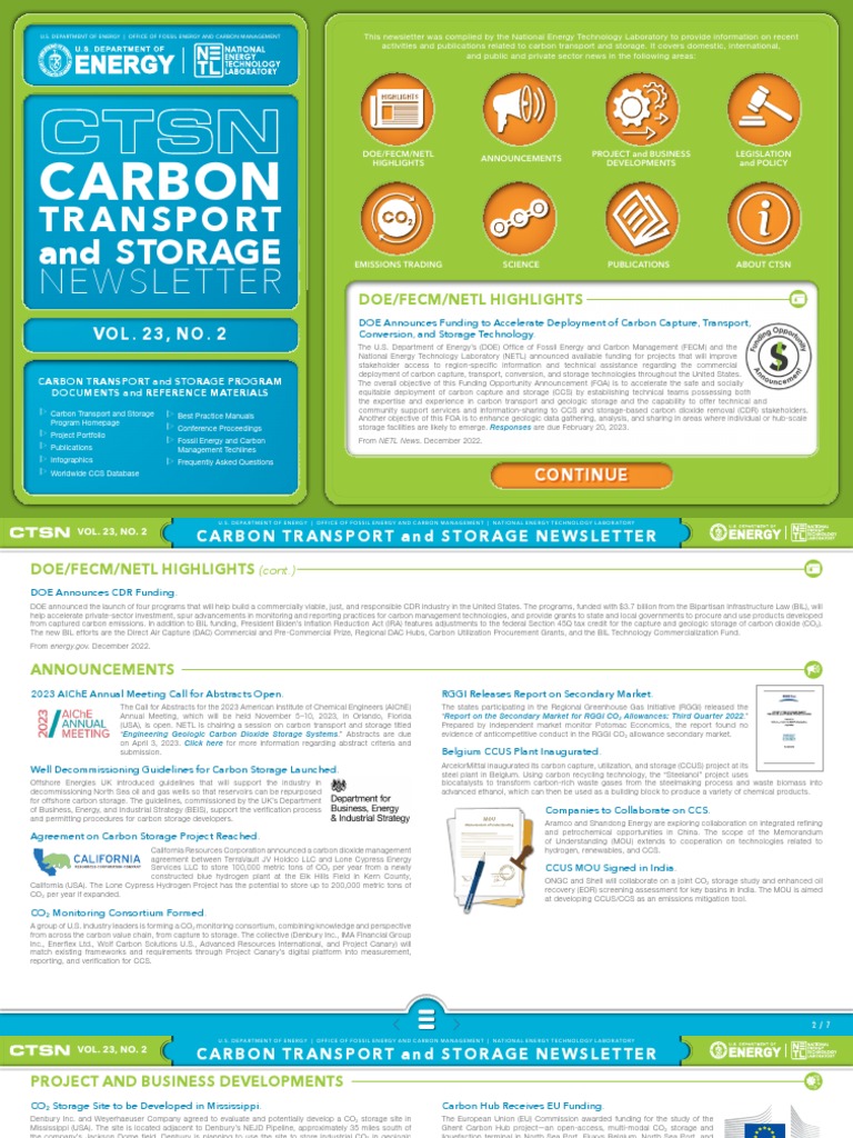 NETL's Carbon Transport and Storage Newsletter-Vol.23 No.2 | PDF ...
