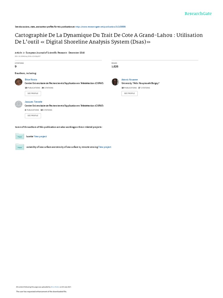 Cartographie de La Dynamique Du Trait de Cote | PDF | Earth Sciences ...