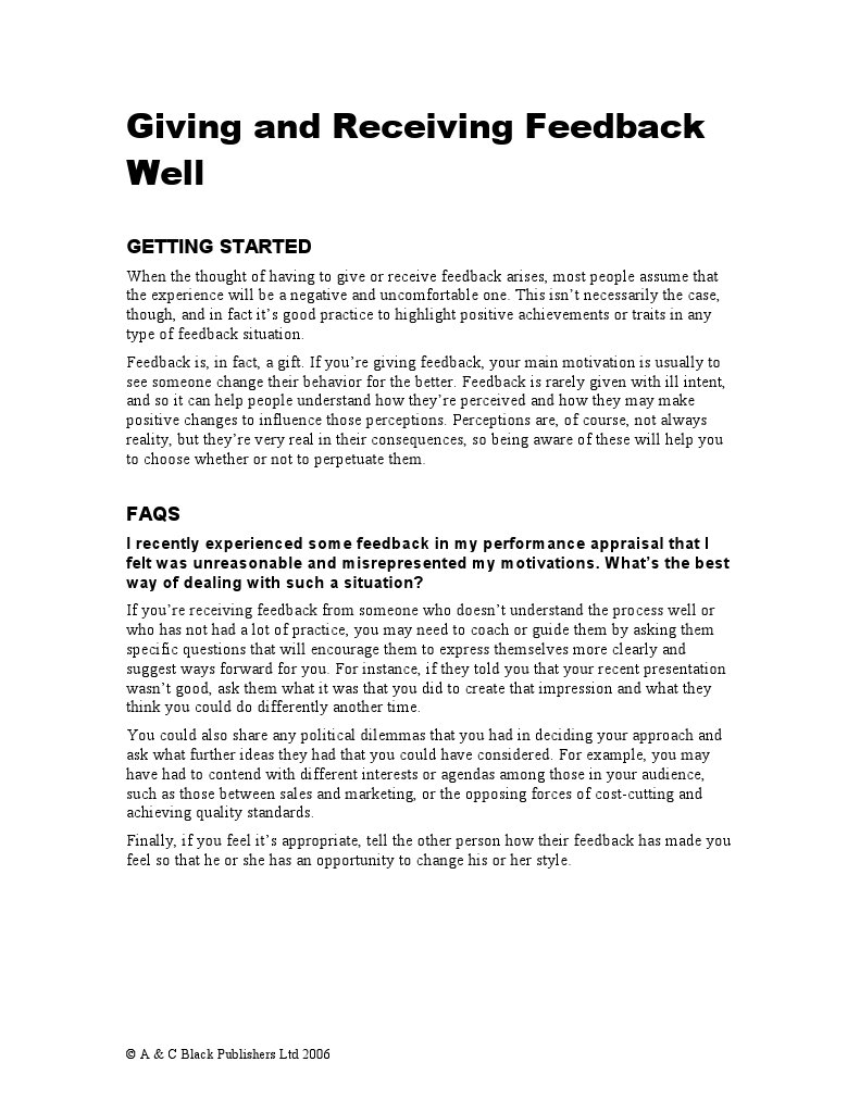 Giving and Receiving Feedback Well | PDF | Self-Improvement