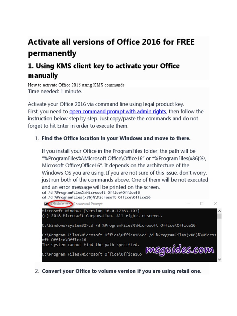 Activate All Versions of Office 2016 For FREE Permanently | PDF ...