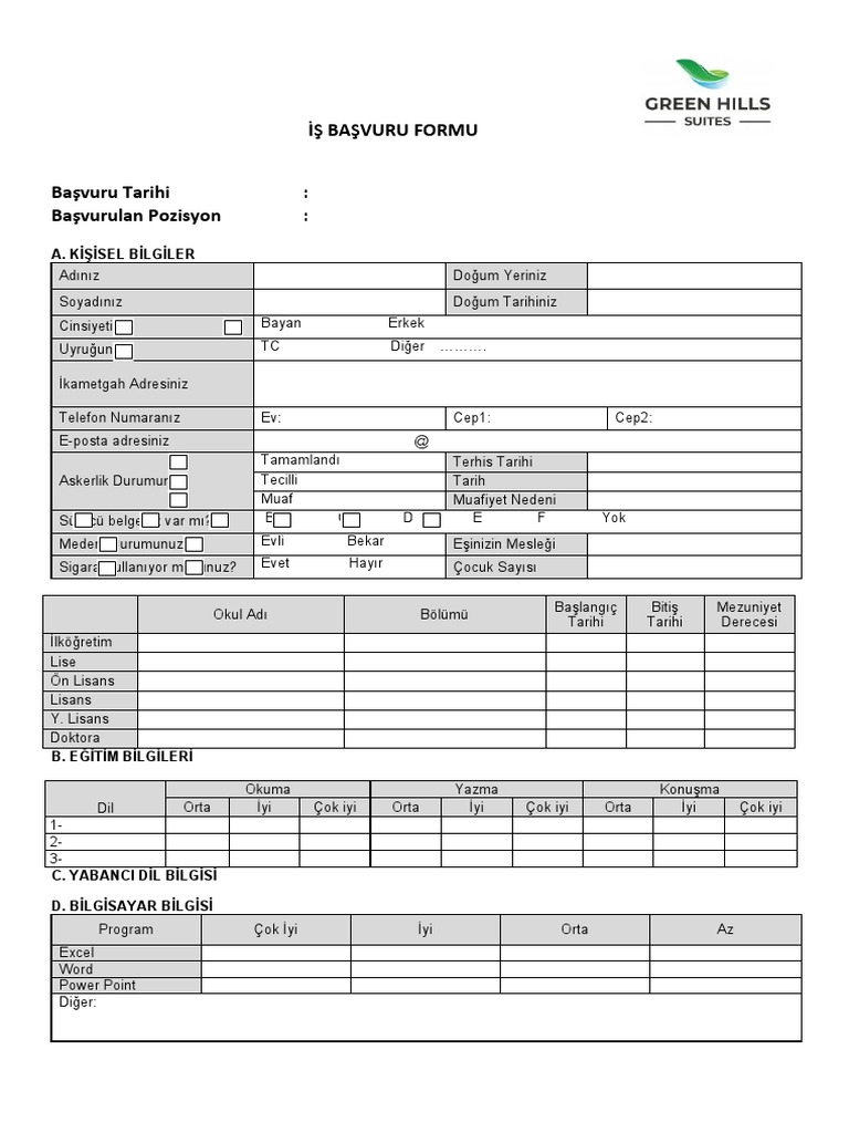 Iş Başvuru Formu | PDF