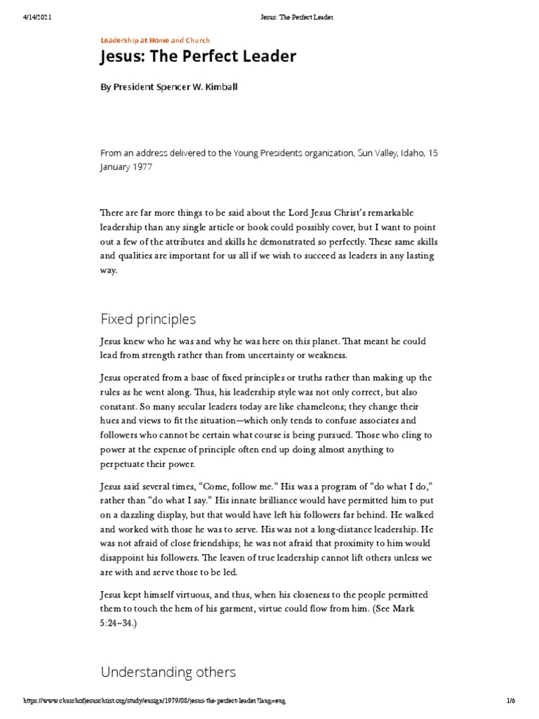 Jesus - The Perfect Leader | PDF | Jesus | Leadership