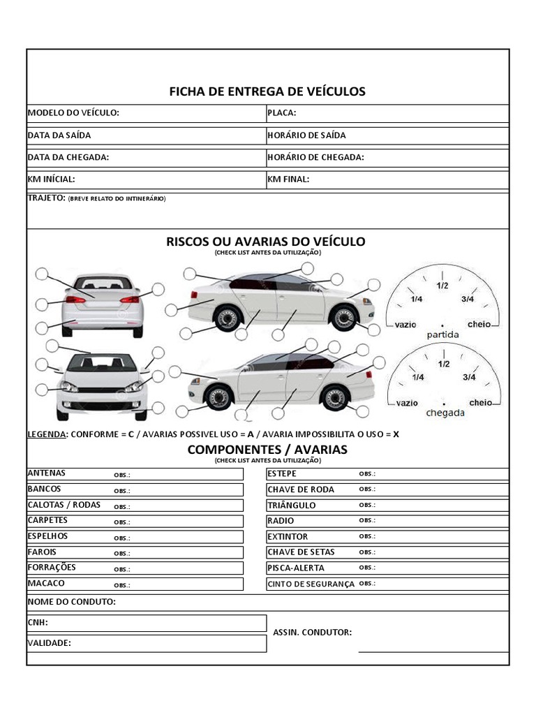 Ficha de Entrega de Veículo | PDF