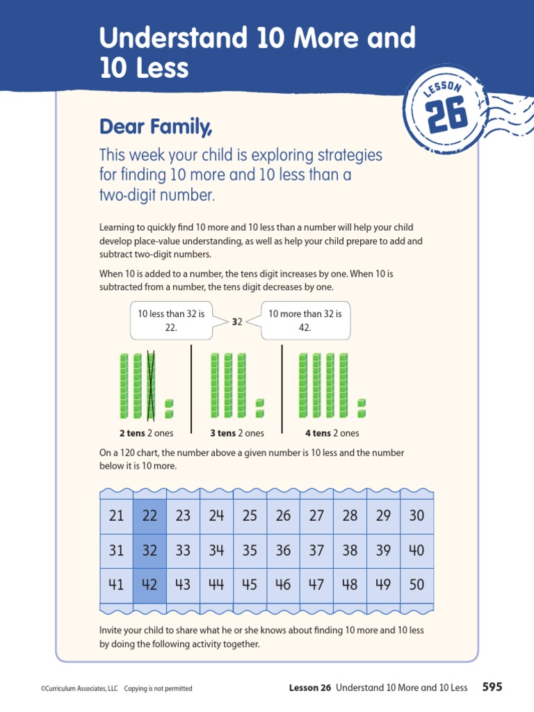 Lesson 26 Find 10 More and 10 Less Than A 2 Digit Number | PDF ...