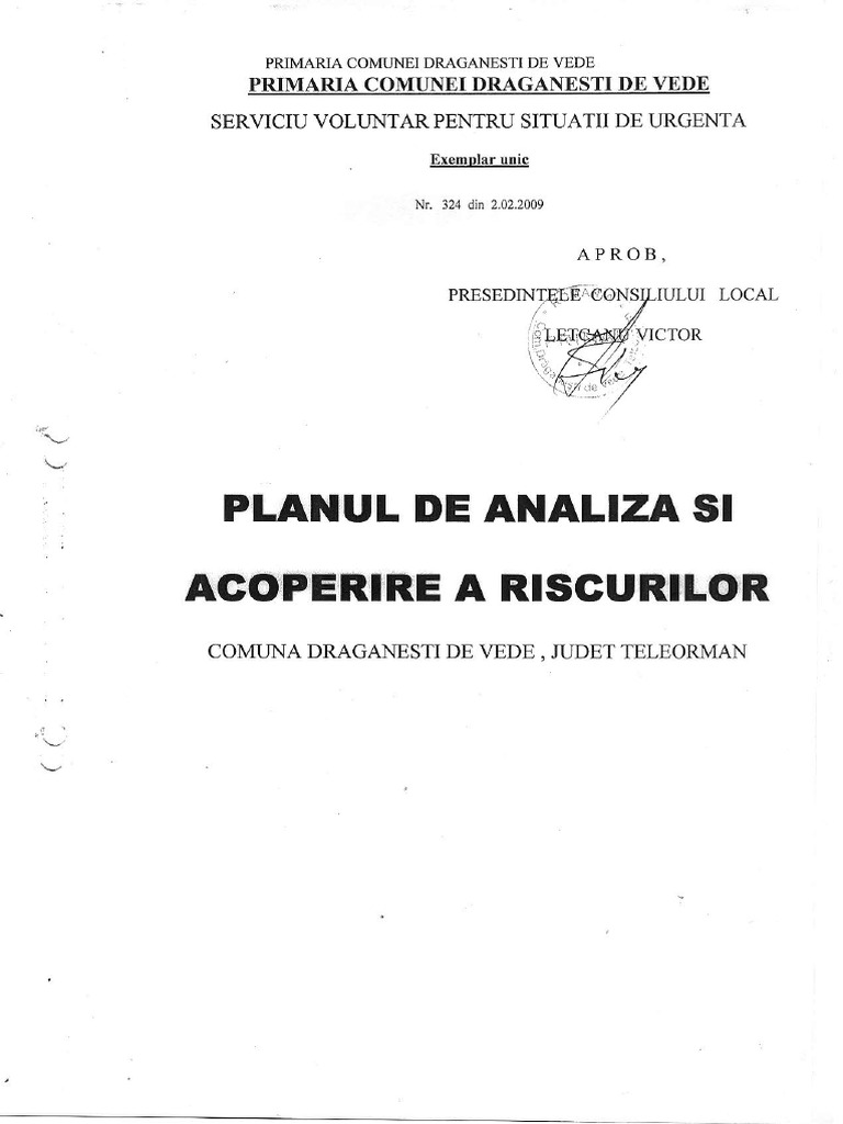 Planul de Analiza Si Acoperire A Riscurilor | PDF