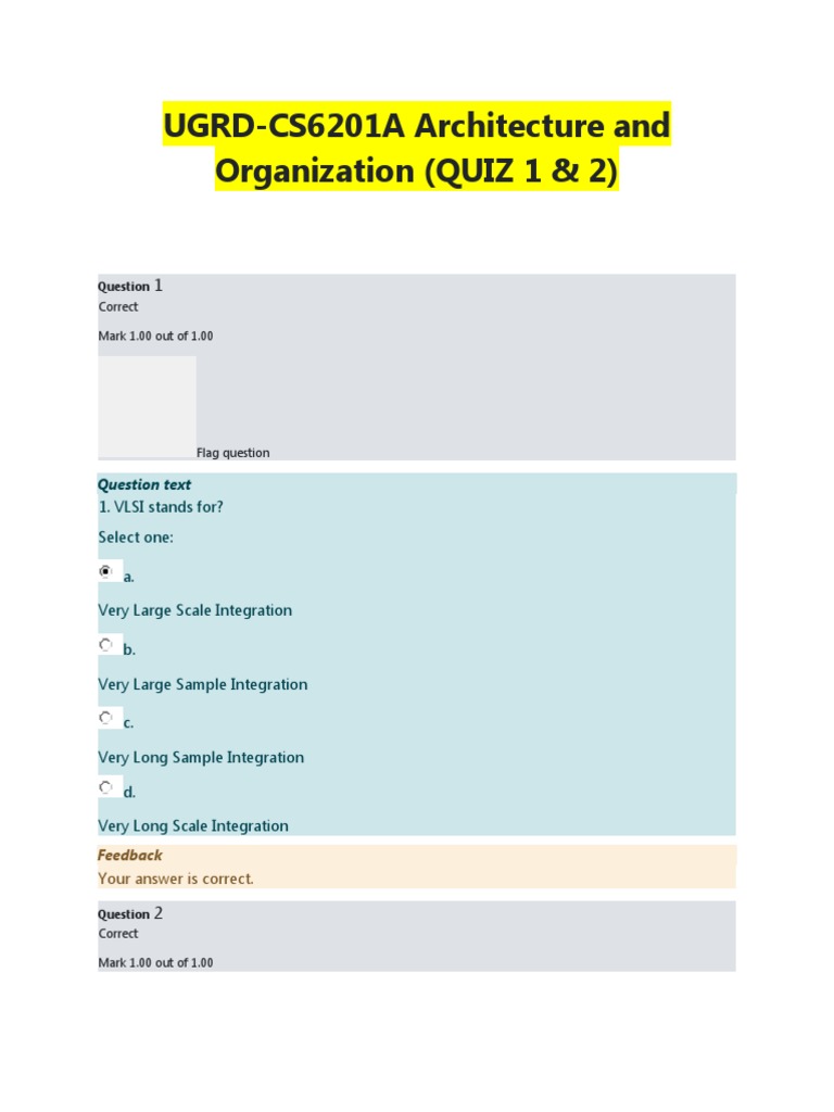 UGRD-CS6201A Architecture and Organization (QUIZ 1 & 2) | PDF