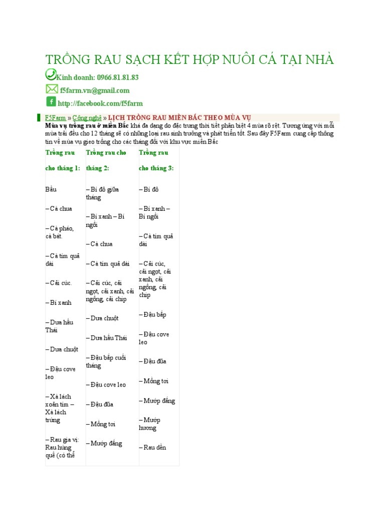 TR NG Rau Theo Mùa | PDF