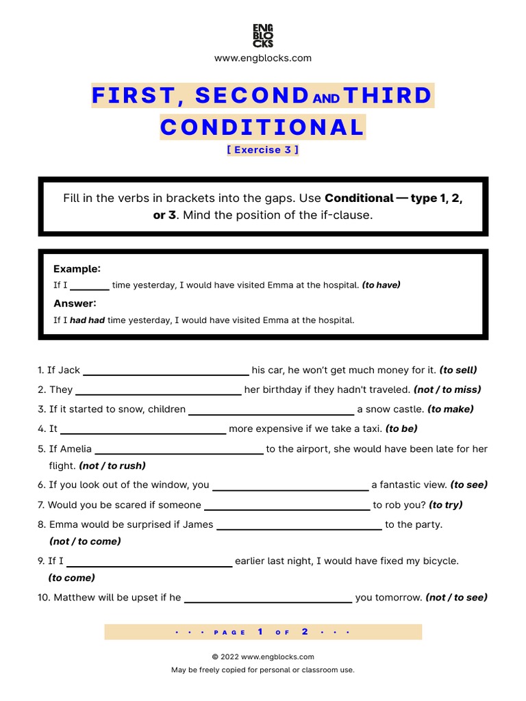 Conditional Sentences Type 1 3 Exercise 3 | PDF