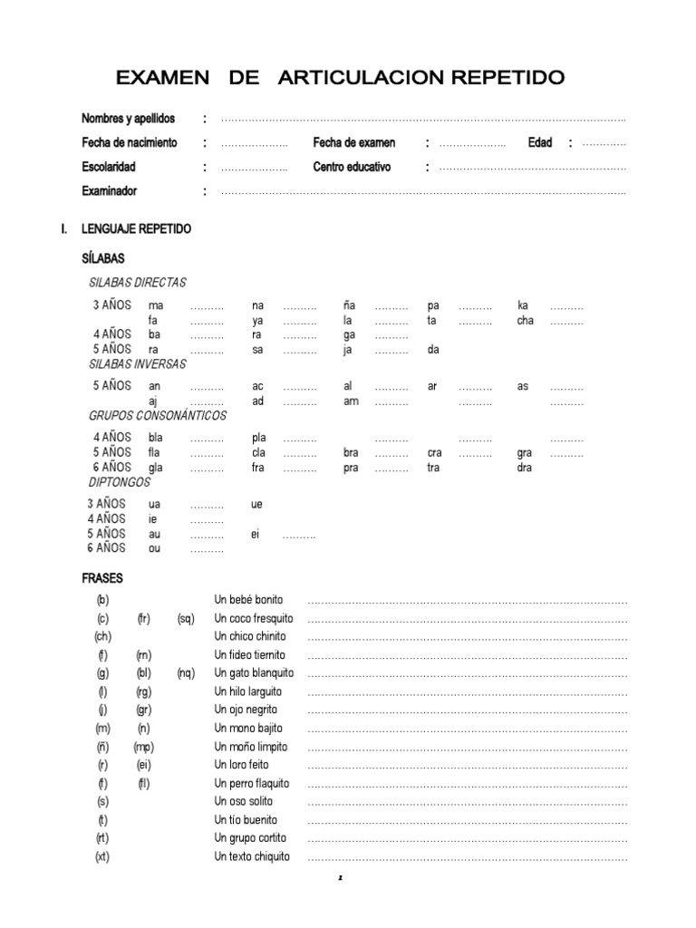 Examen de Articulacion | PDF