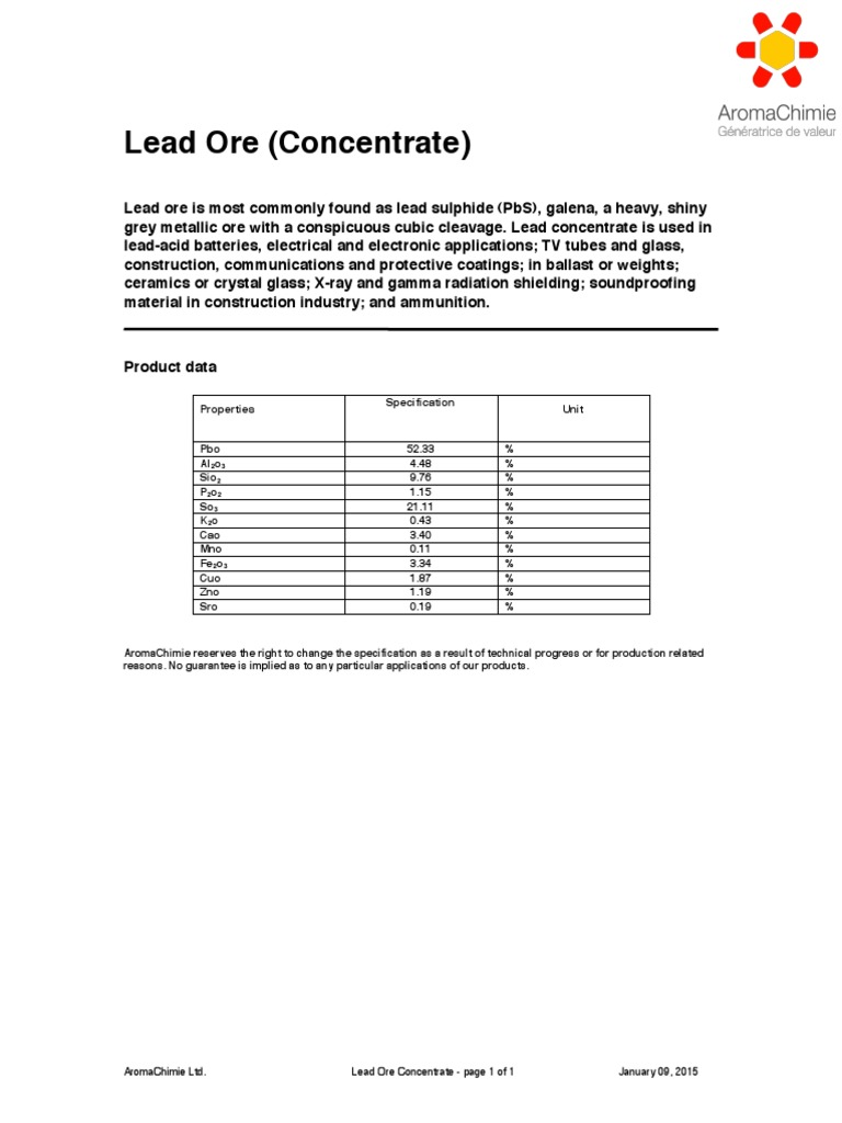 Lead Ore (Concentrate) | PDF
