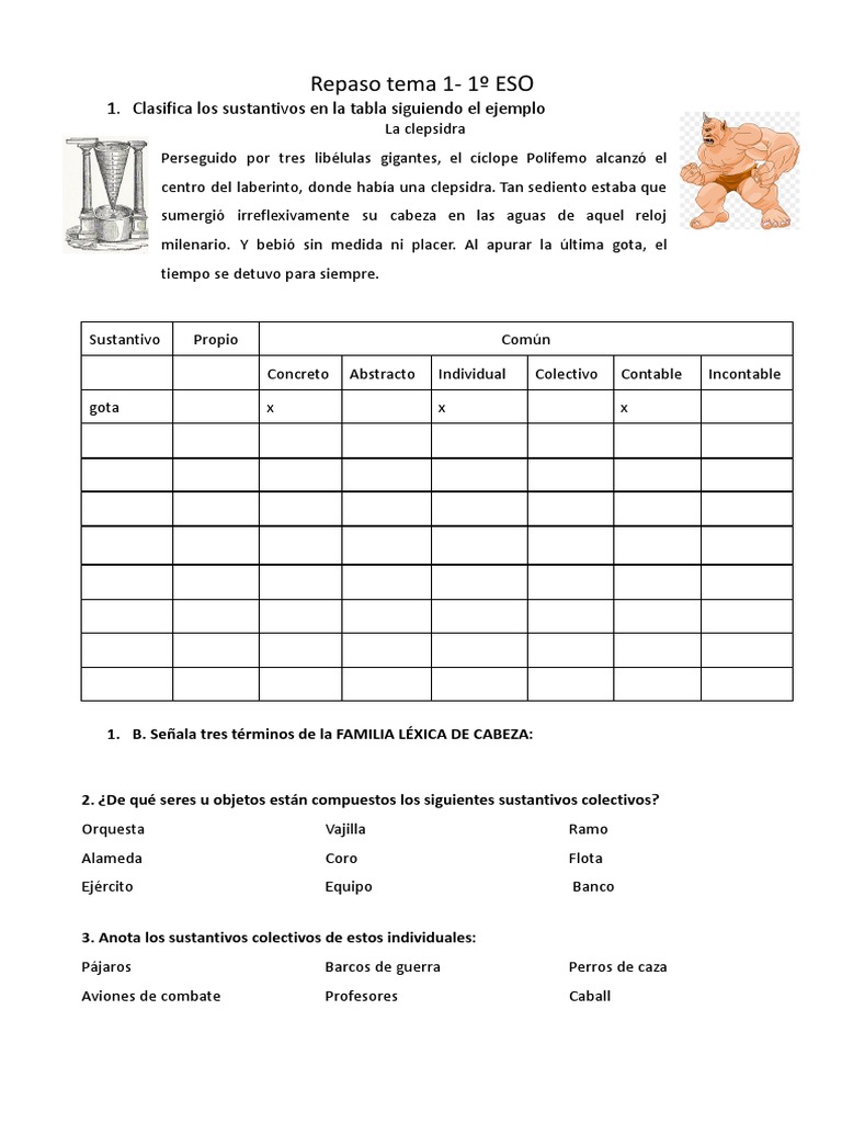 Sustantivos y familia léxica en 1º ESO | PDF | Sustantivo