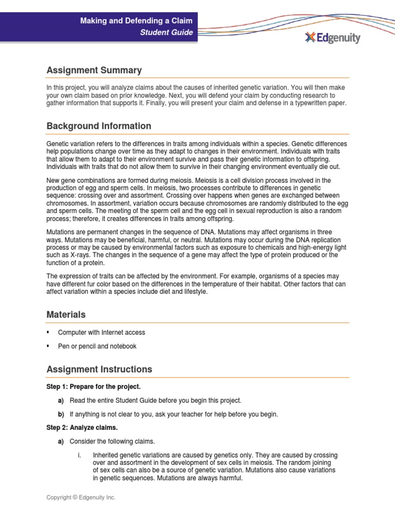Analyzing Genetic Variation - Student Guide | PDF | Genetics | Mutation
