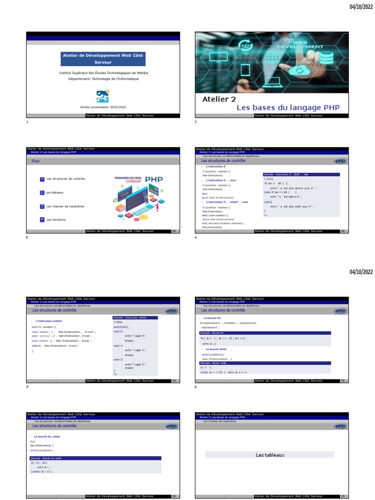 Cours Atelier 1 2 | PDF | PHP | Programmation web