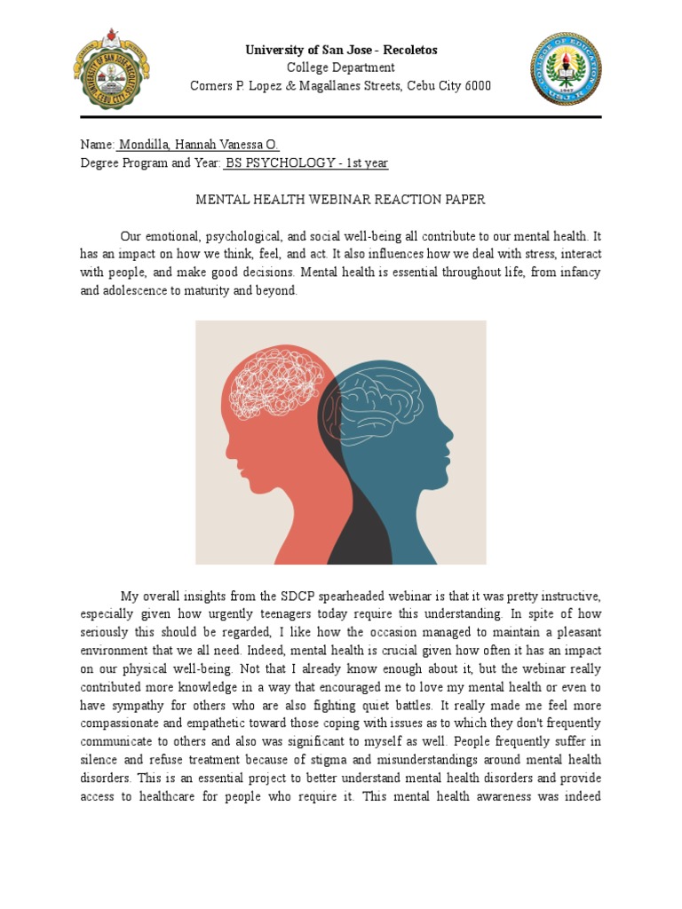 Nstp-Reflection Paper-Mondilla | PDF | Mental Health | Adolescence