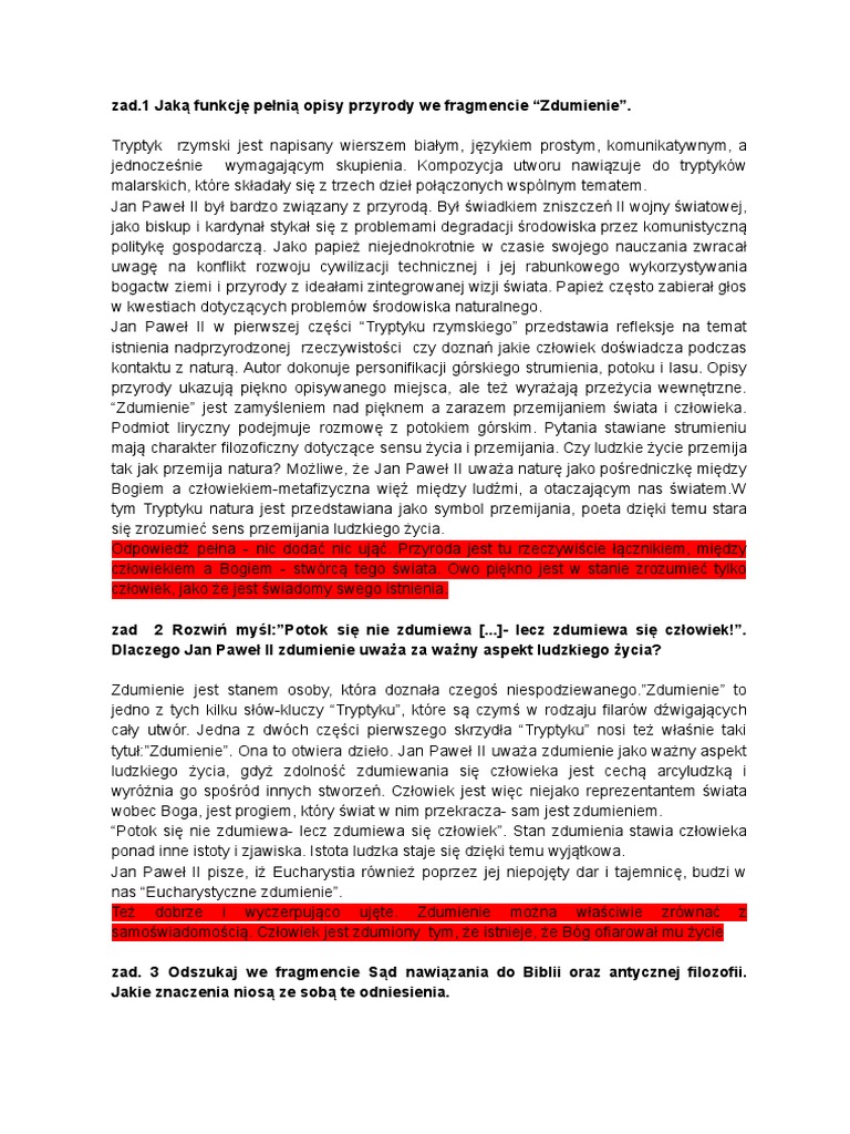 Tryptyk Rzymski JPII Opracowanie | PDF