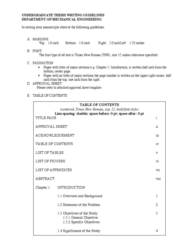 Mechanical Engineering Thesis Guidelines | PDF | Paragraph | Times New ...