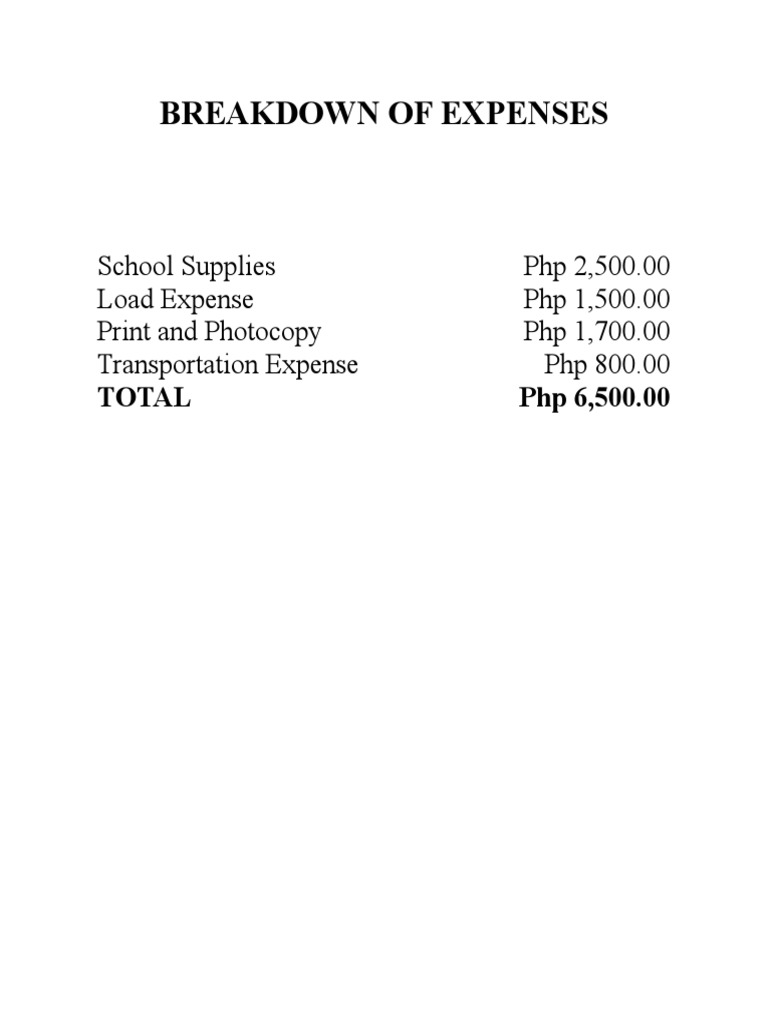 Expense Breakdown Summary | PDF