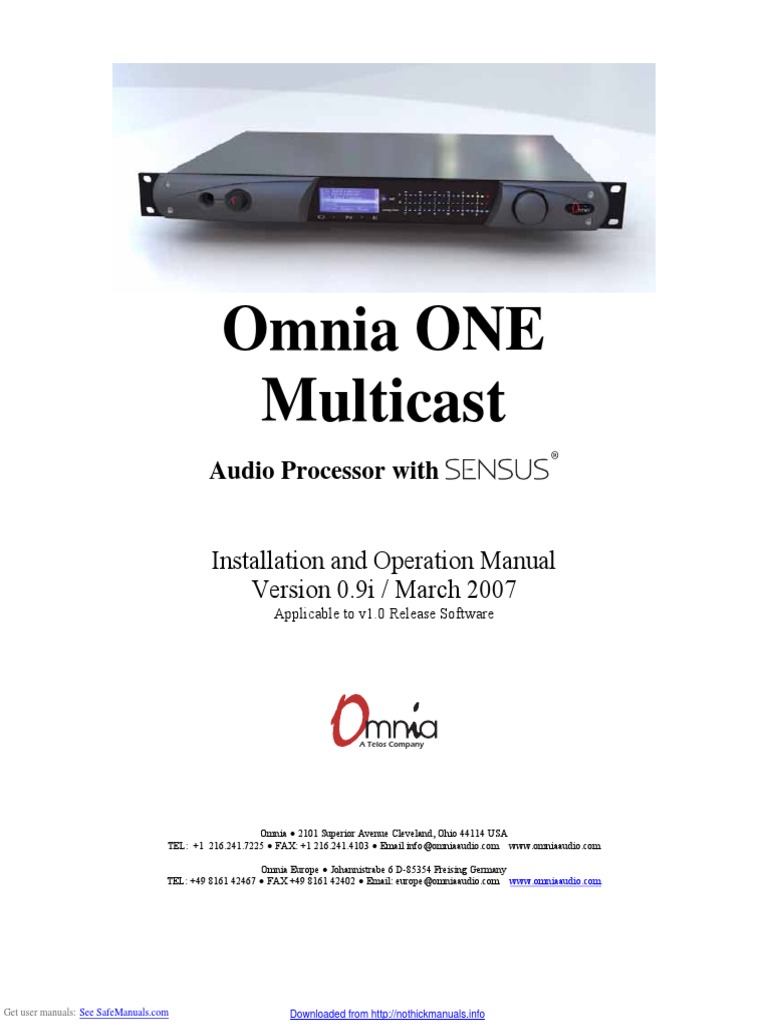 Telos Omnia One Multicast Pdf Electromagnetic Interference Codec