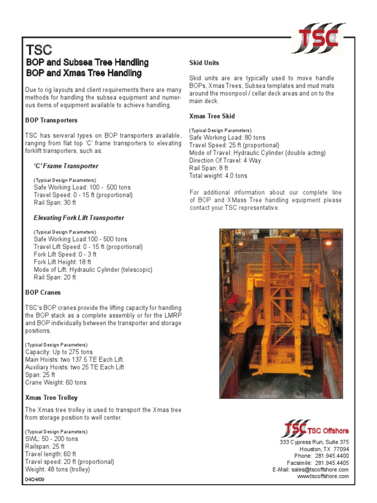 BOP and XMasTree | PDF | Crane (Machine) | Elevator