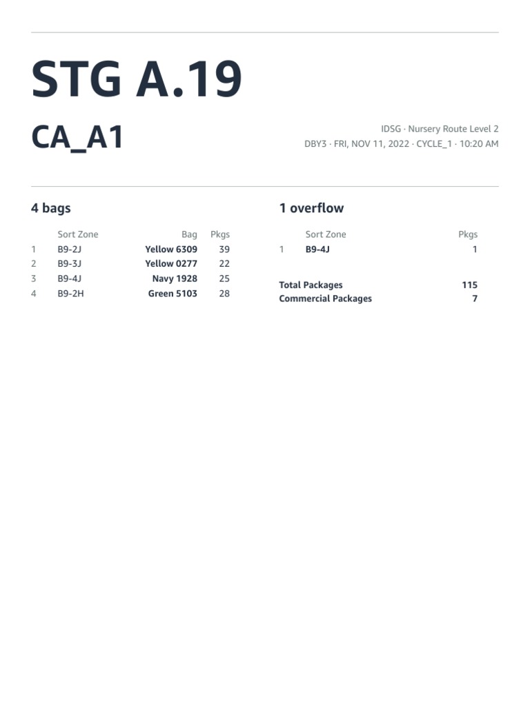 Route Sheets - DBY3 - CYCLE - 1 - 11.11.2022 - Pick List | PDF ...
