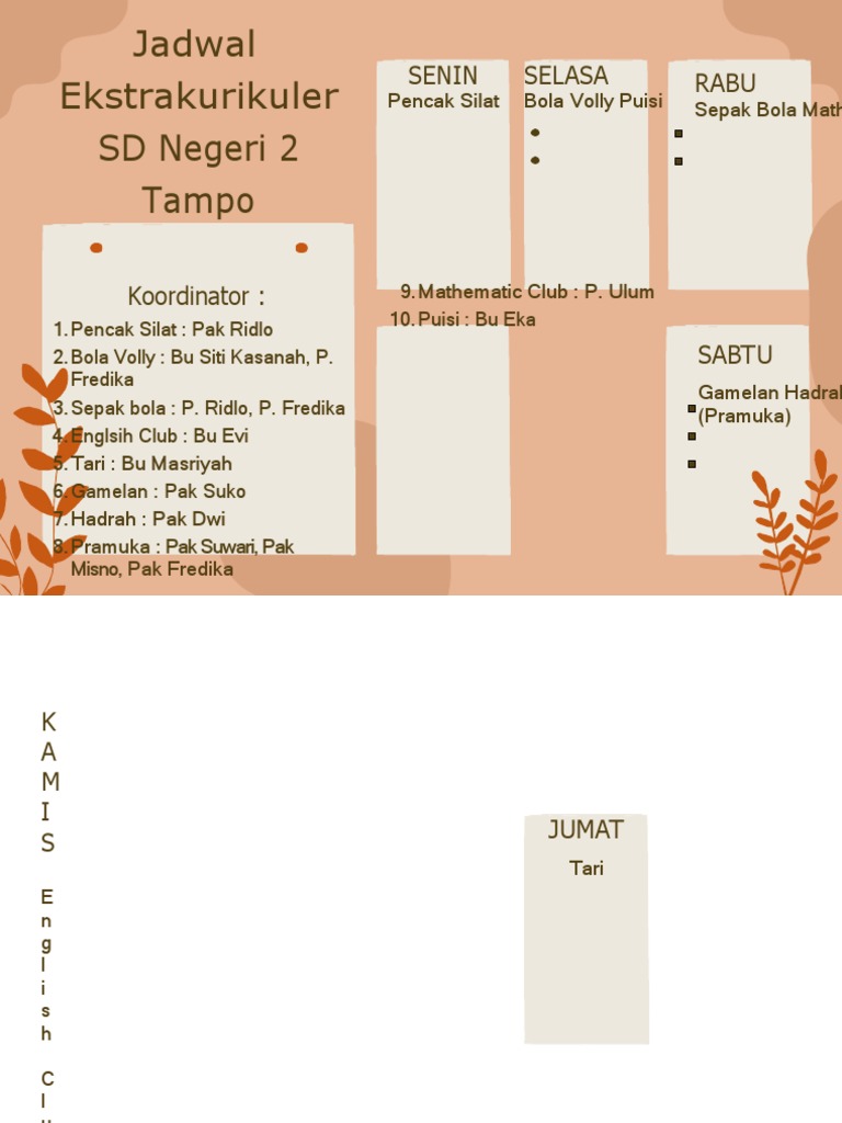 Jadwal Ekstrakurikuler SD Negeri 2 Tampo | PDF | Olahraga & Rekreasi