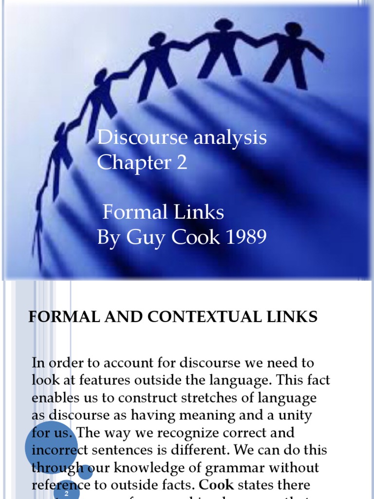 Discourse Analysis Formal Links by Guy Cook 1980 Discourse Analysis ...