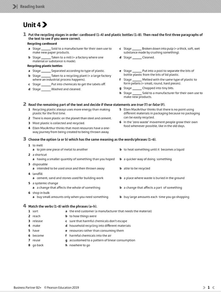 Bus Part B2P ReadingBank U4 | PDF | Recycling | Plastic