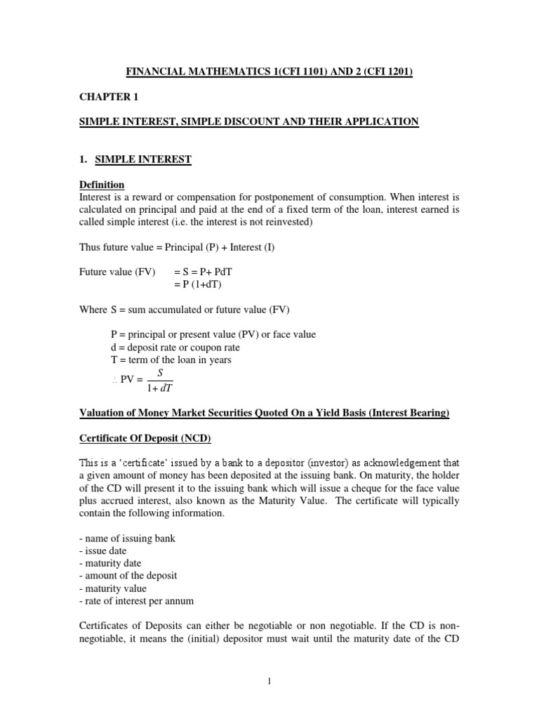 FINANCIAL MATHEMATICS 1 Edit | PDF | Net Present Value | Internal Rate ...