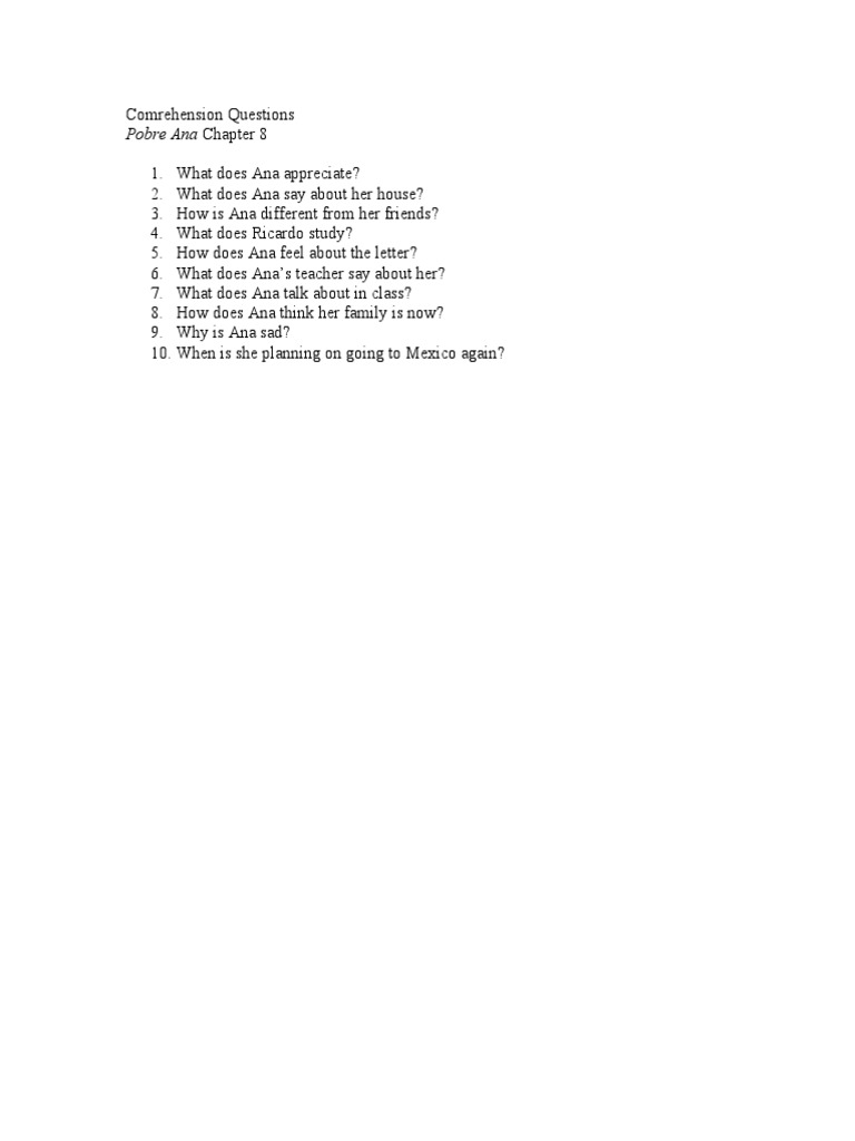 Comprehension Qs Chapter 8 | PDF