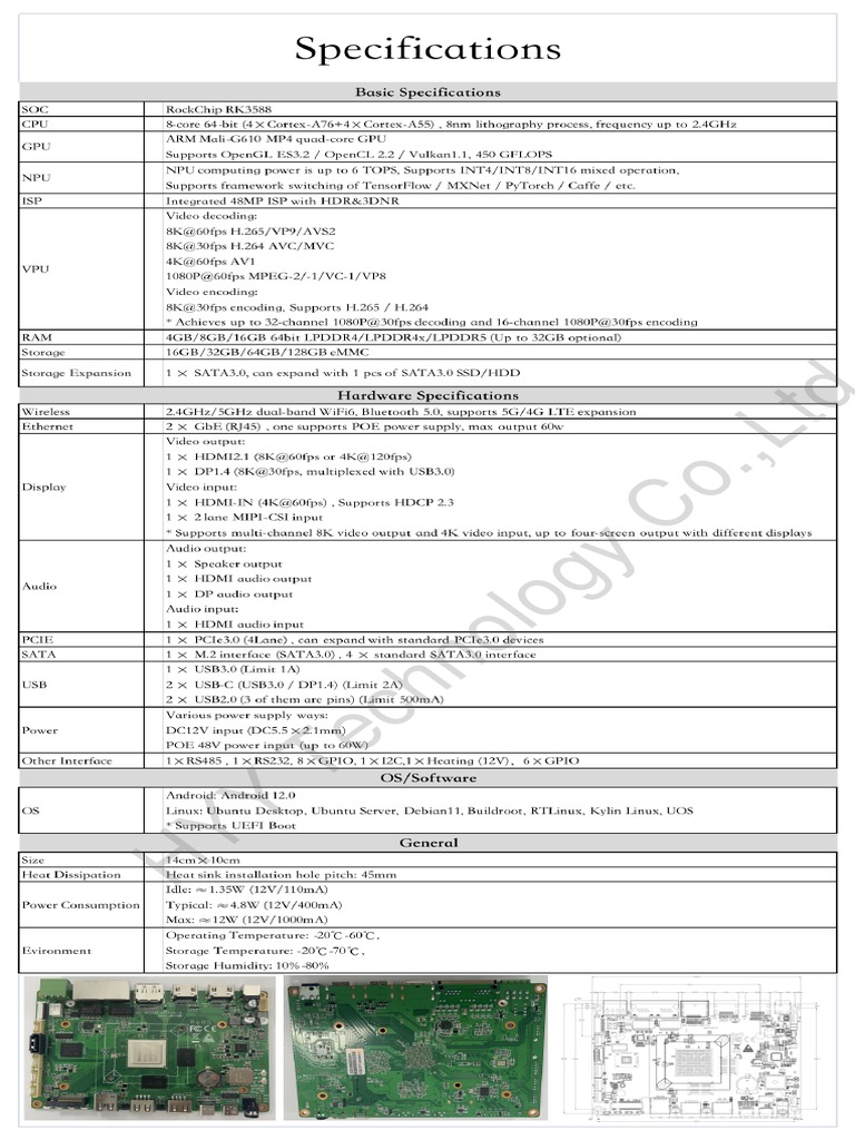 04 HYY RK3588 SBC Specifications | PDF