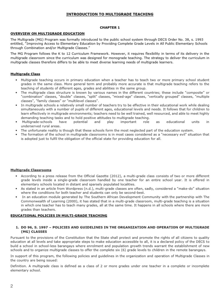 Module in Special Topic 1 - Teaching Multi Grade Class | PDF | Differentiated Instruction | Teachers
