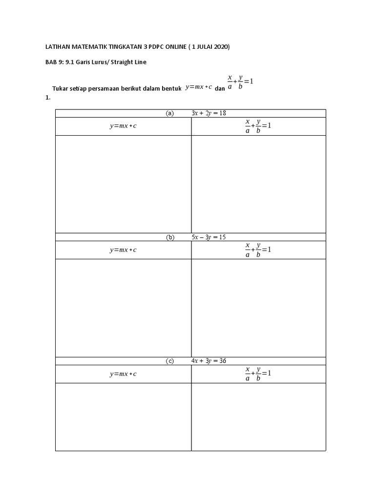 LATIHAN MATEMATIK TINGKATAN 3 PDPC ONLINE1julai | PDF