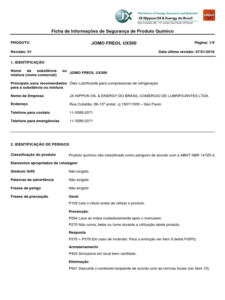 Ux300 Freol | PDF | Vapor | Química