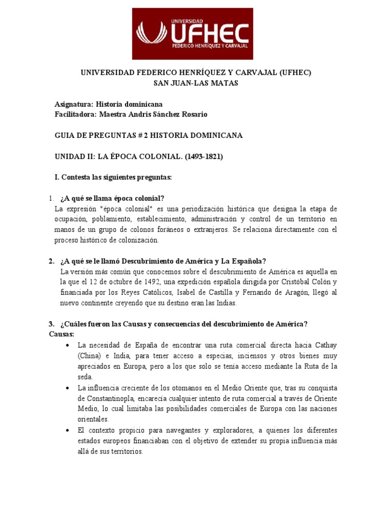 Unidad II. La Época Colonial | PDF | Imperio español | Haití
